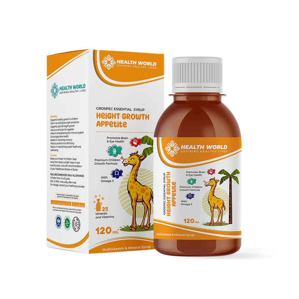 HEALTH WORLD GROWSPEC HEIGHT GROWTH APPETITE SYP 120ML - Mahmood Pharmacy